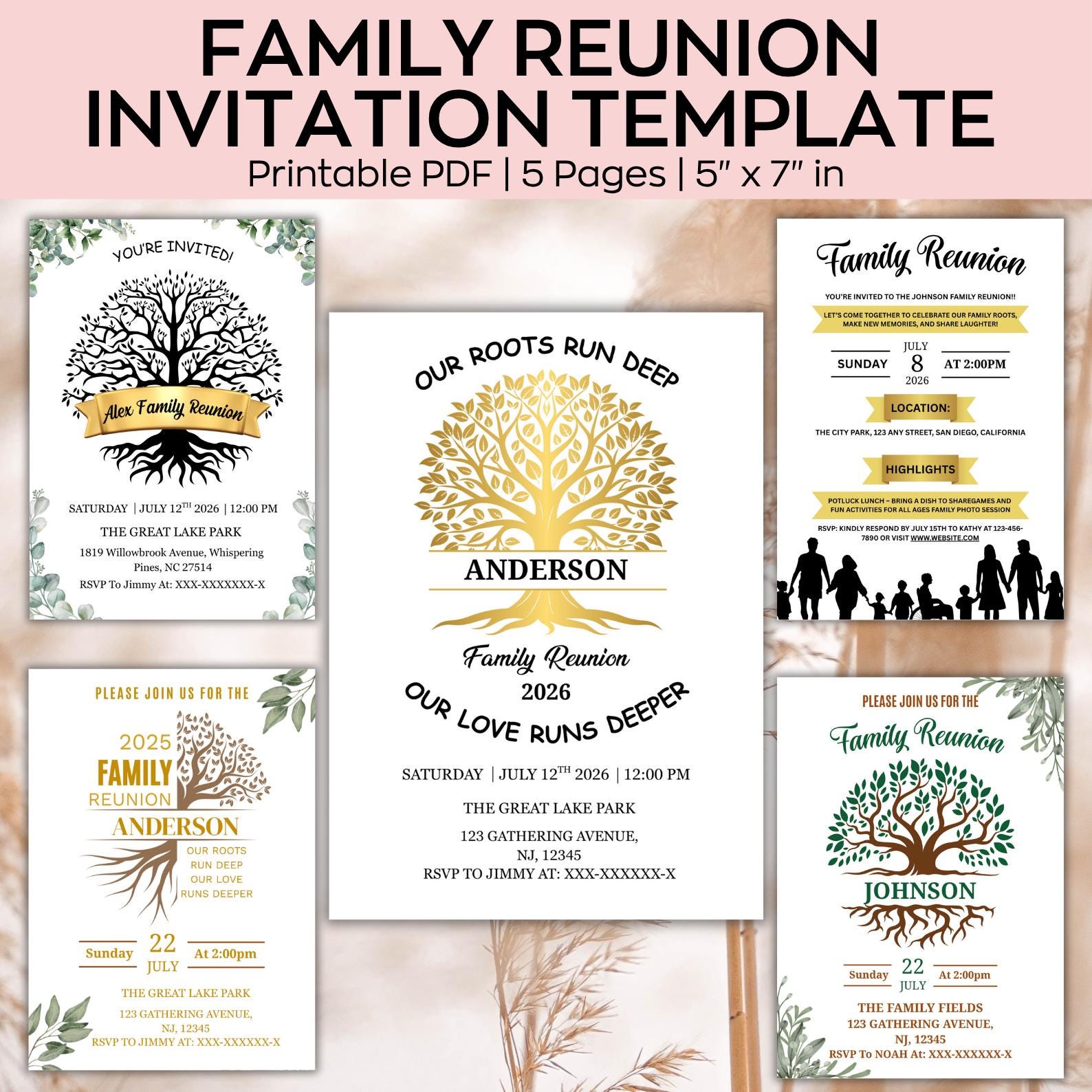 Family Reunion Invitation, Editable Family Reunion Announcement, Family ...