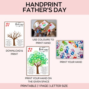 Father's Day Tree Printable, Kids' Handprint Keepsake, Teacher & Parent ...