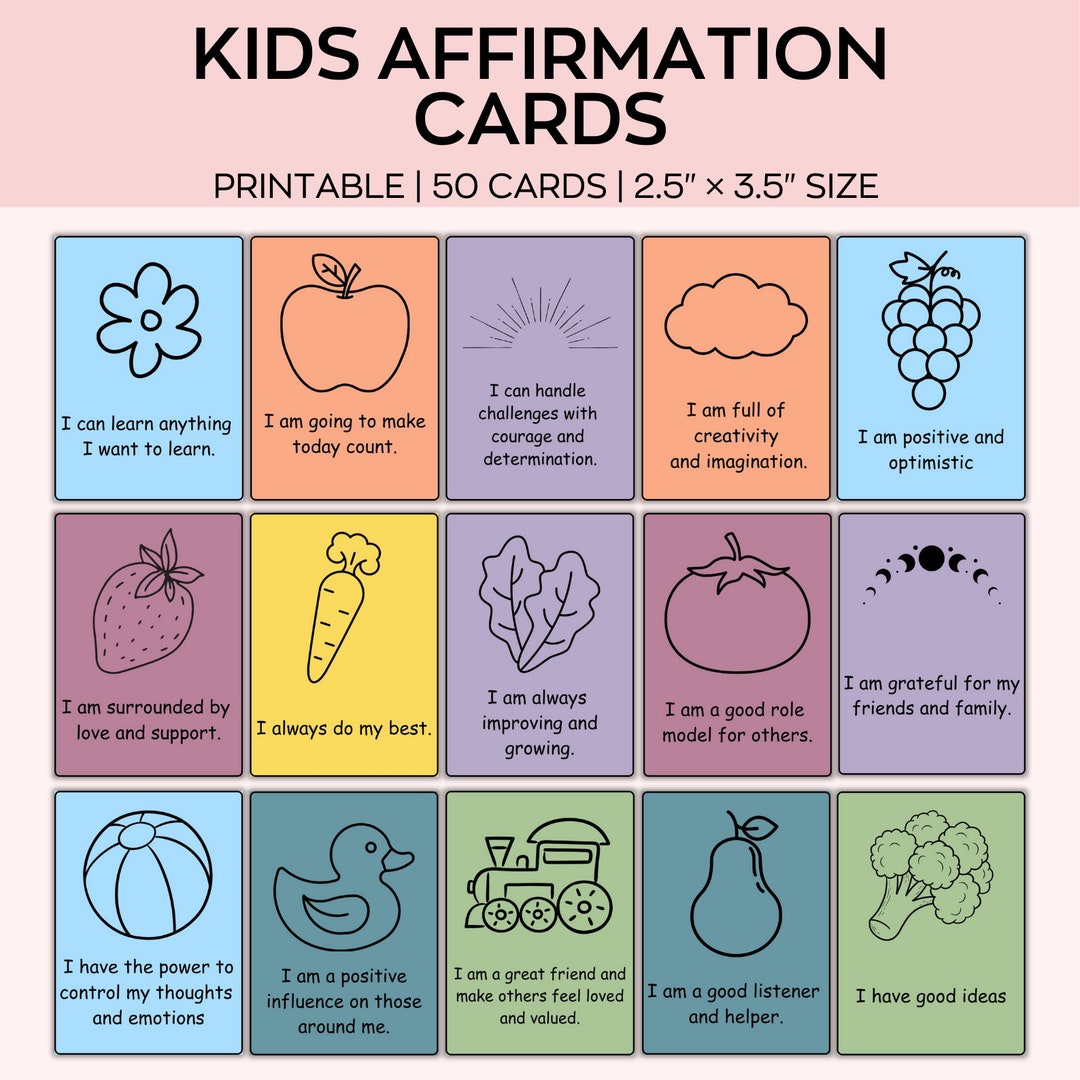 Affirmation Cards for Kids , Children's Positive Affirmation Cards ...