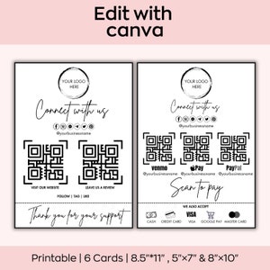 QR Code Sign for Small Business, Canva Template Editable, Price List ...