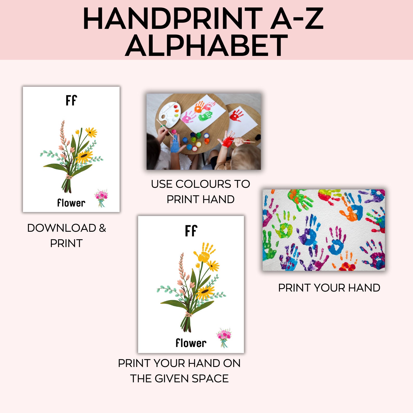 My Handprint Alphabet Book, Alphabet Handprint Art, Baby Toddler Child ...