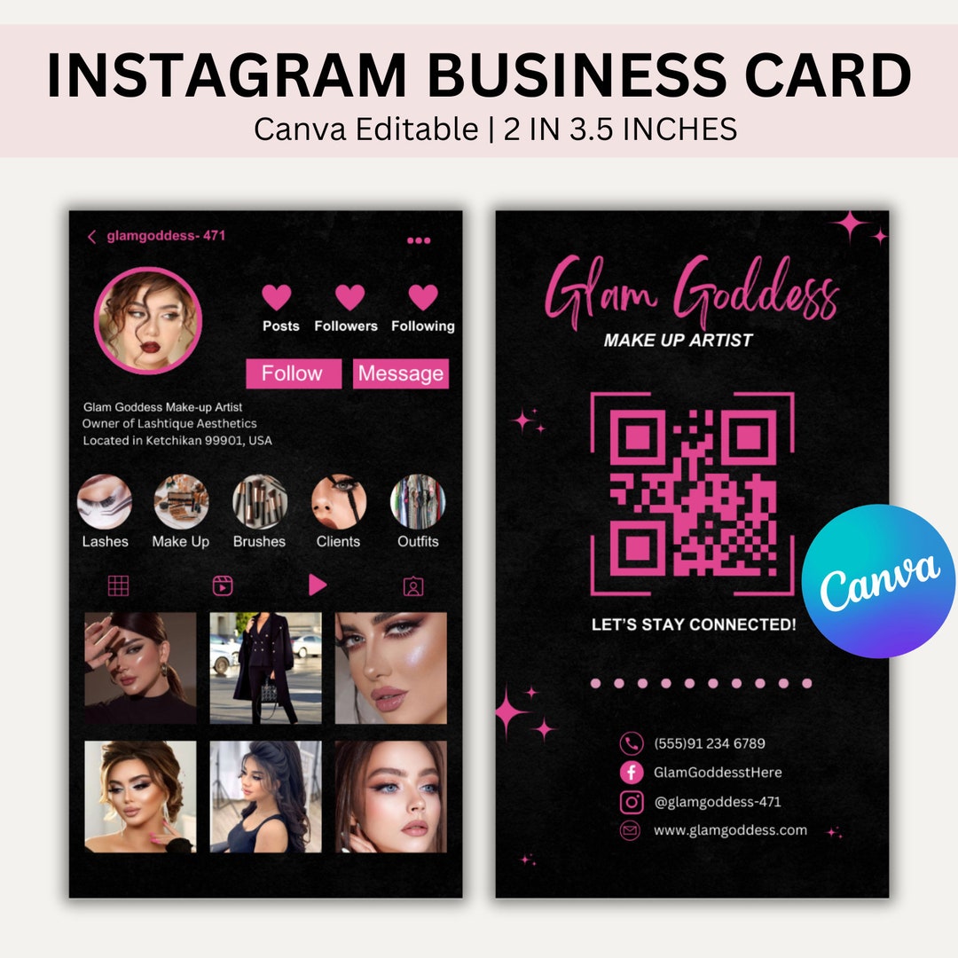 Instagram Business Card 2024, IG Business Card, DIY Canva Business Card ...