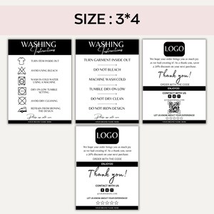 Editable Washing Instructions Card Template, Printable Clothing Care ...