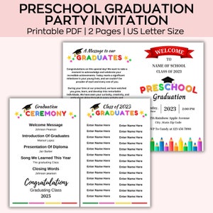 Editable Preschool Graduation Program, Preschool Grad, Preschool ...