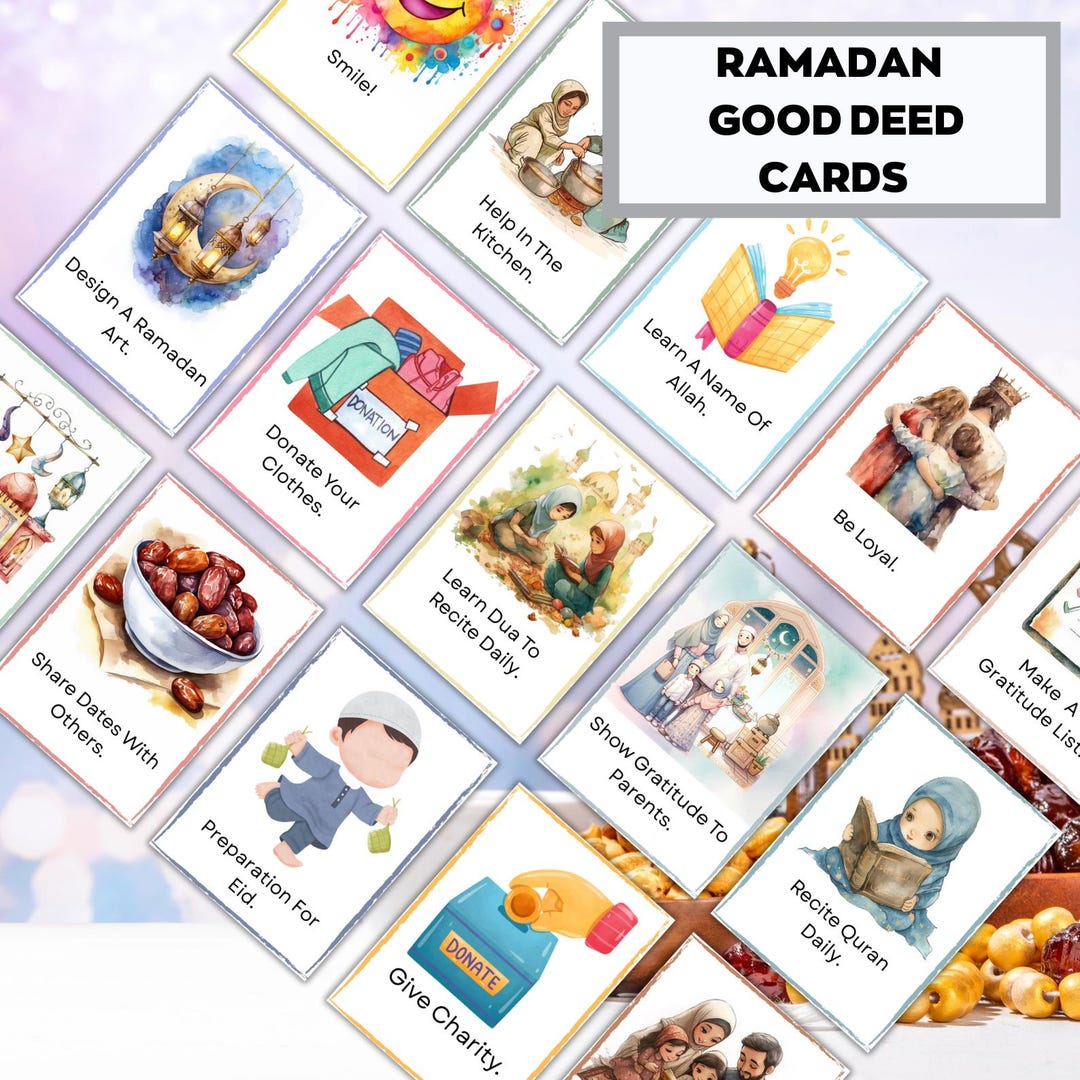 Good Deeds Cards Printable, Ramadan Cards, Ramadan Advent Cards, Kids ...