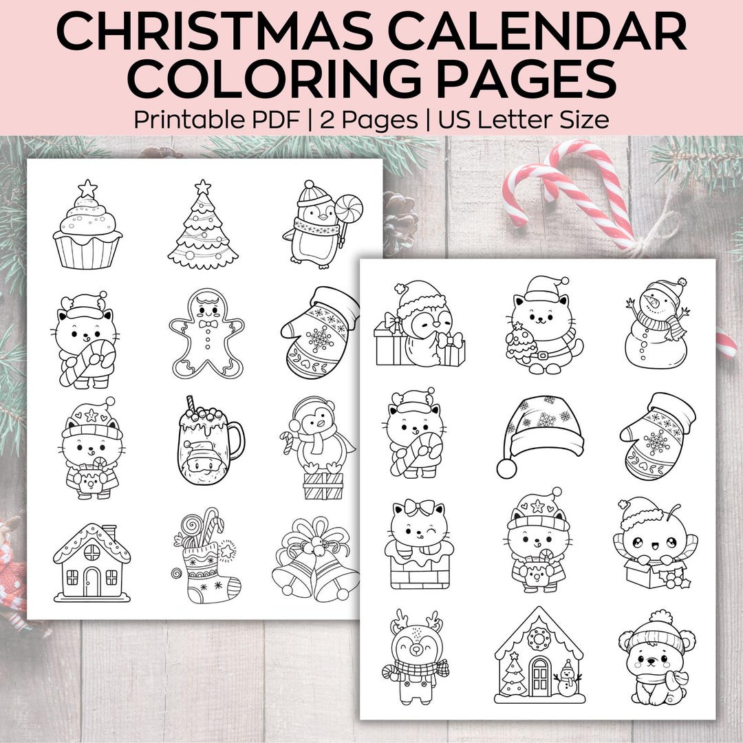 Printable Christmas Coloring Page, Holiday Coloring Pages, Countdown ...