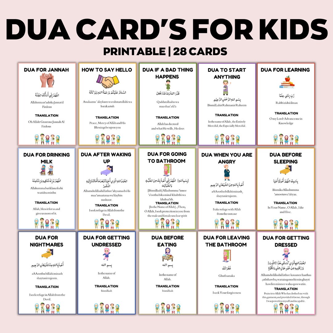 Kids Dua Cards, Islamic Kids Printables, Duas for Kids, Children Dua ...