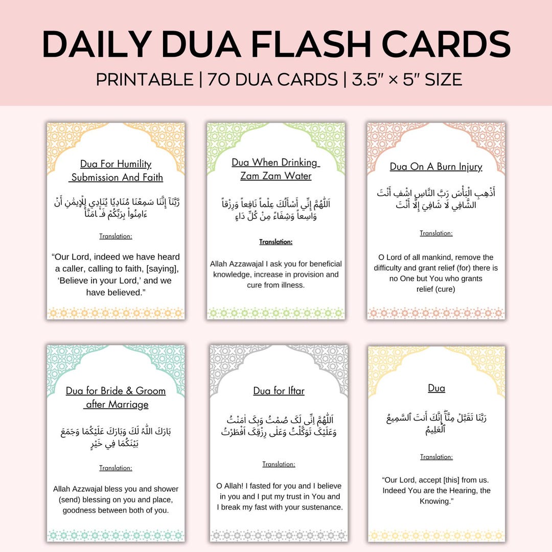 Islamic Dua Flash Cards, Dua Cards for Muslims, Digital Prayer Cards, Dua Flashcards,daily Duas ...