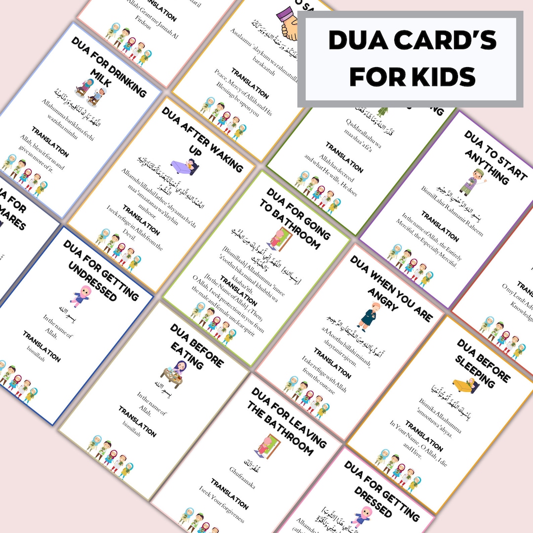 Kids Dua Cards, Islamic Kids Printables, Duas for Kids, Children Dua ...