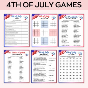 Printable 4th of July Games, Independence Day Games, 4th of July Picnic ...