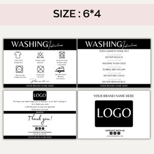 Editable Washing Instructions Card Template, Printable Clothing Care ...