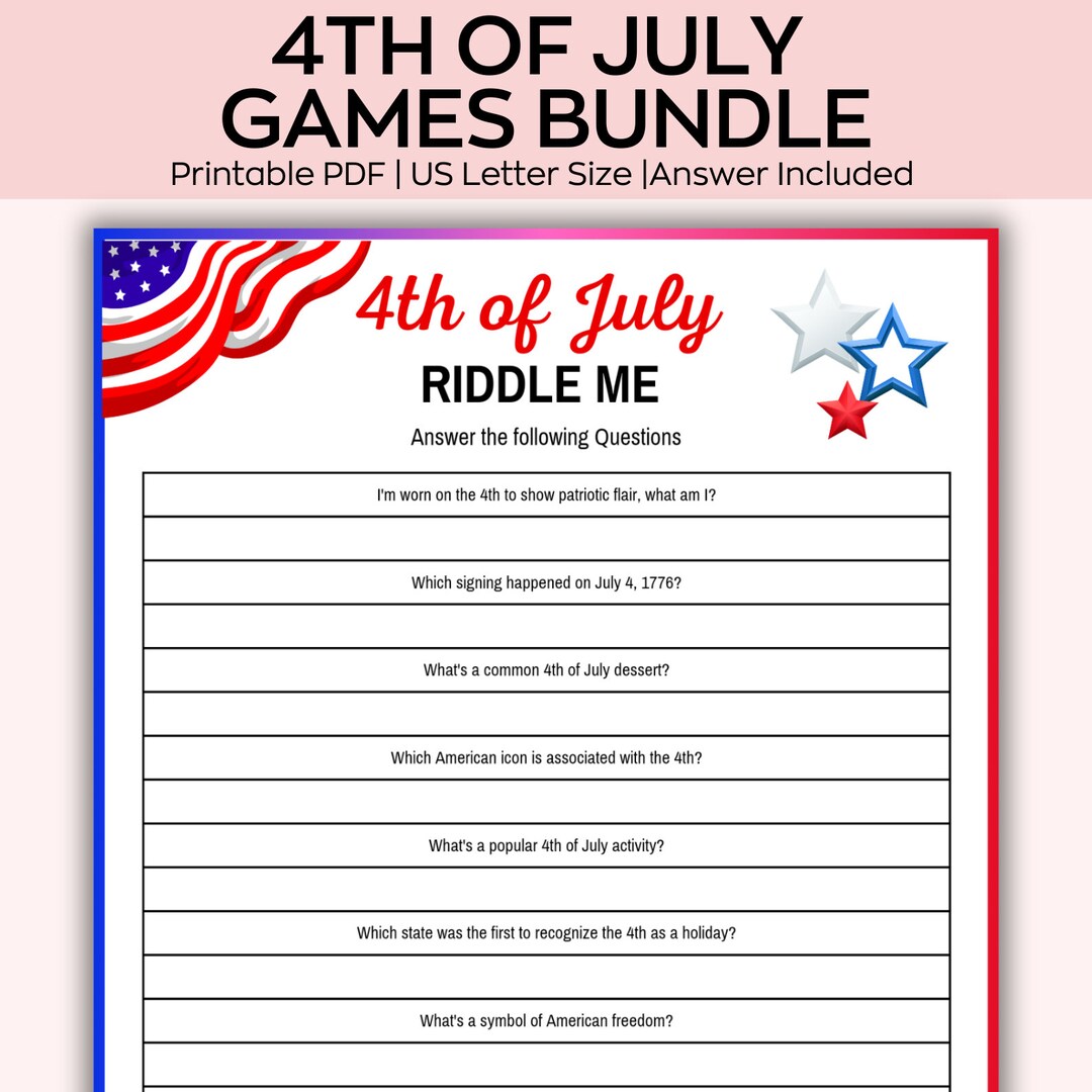 Printable 4th of July Games, Independence Day Games, 4th of July Picnic ...