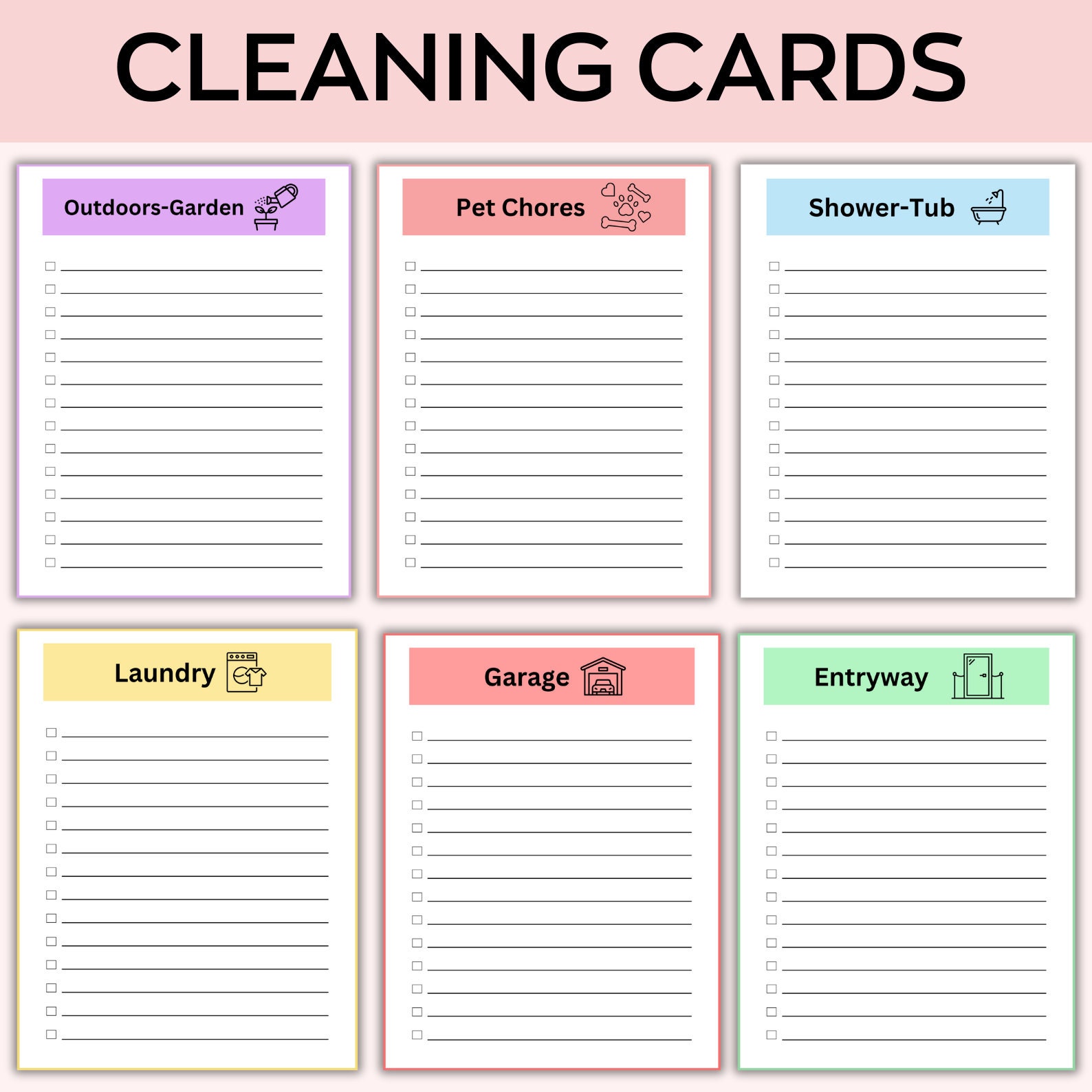Cleaning Chore Chart, Digital Cleaning Checklist Chart, Household ...