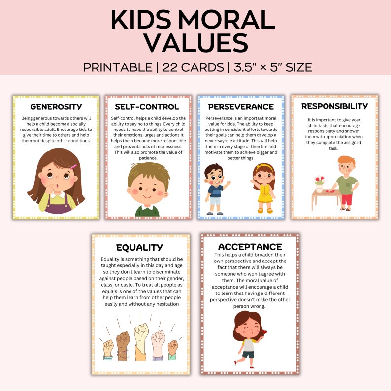 Kids Moral Values Flashcards, Acceptance and Commitment Therapy ...