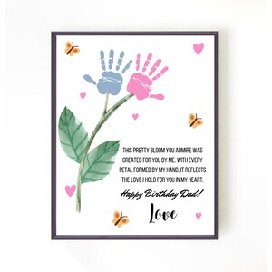 Father's Day Flower Poem Printable Card, Kids' Handprint Keepsake ...