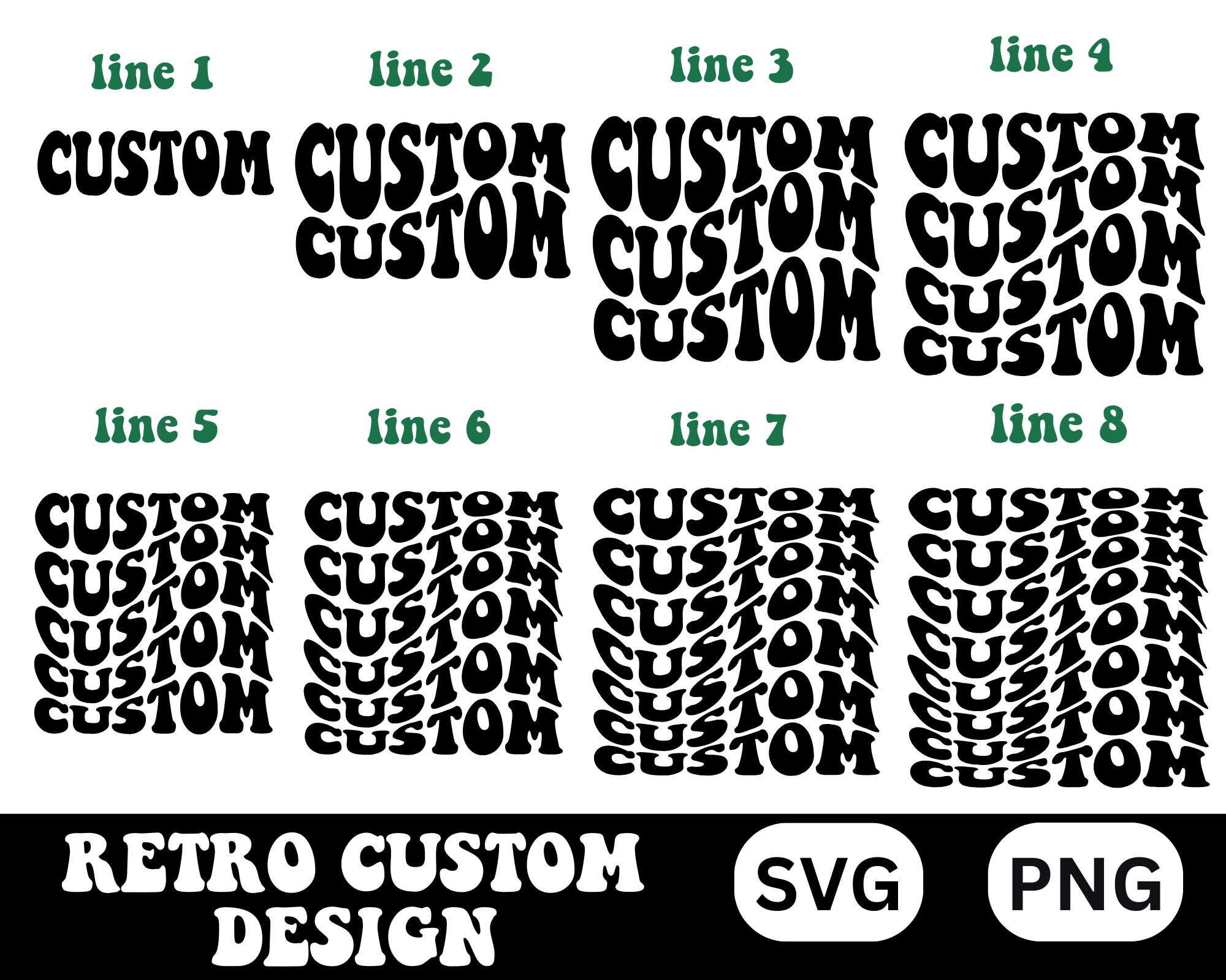 Custom Svg, Custom Wavy Svg, Customized Retro Wavy Text, Personalized Text, Colourful Stacked ...