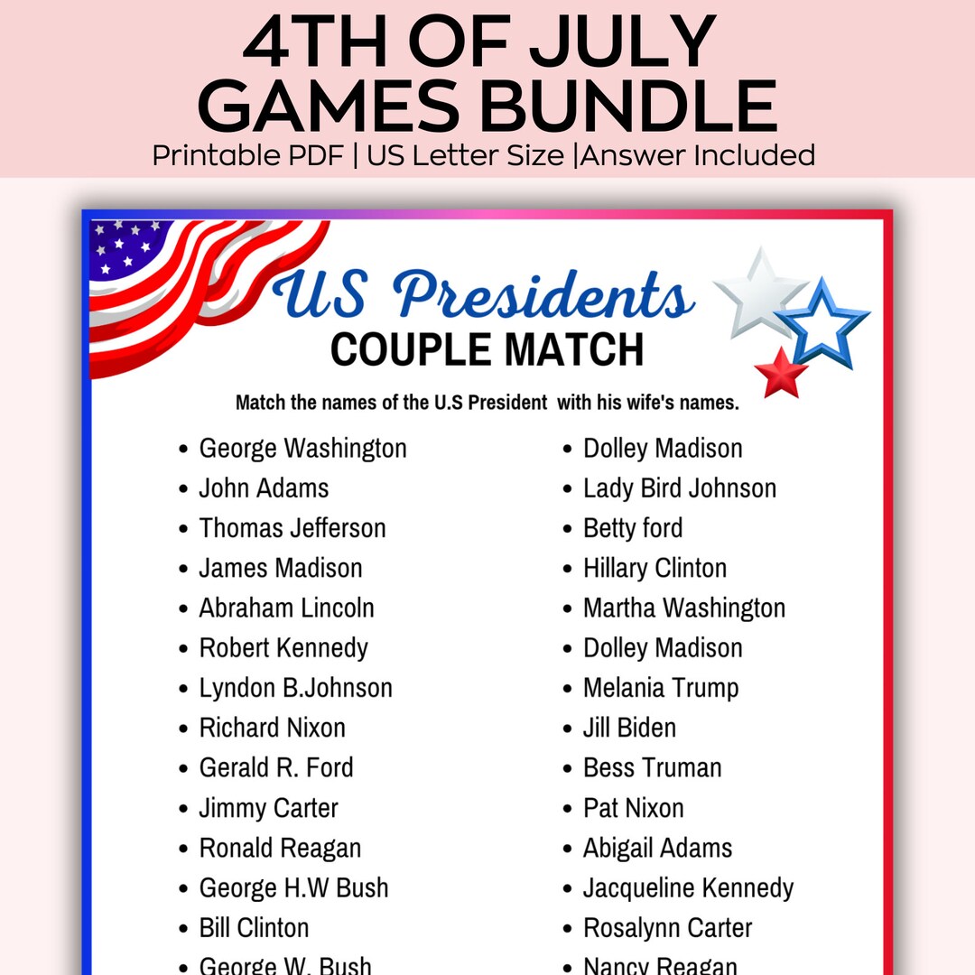 Printable 4th of July Games, Independence Day Games, 4th of July Picnic ...