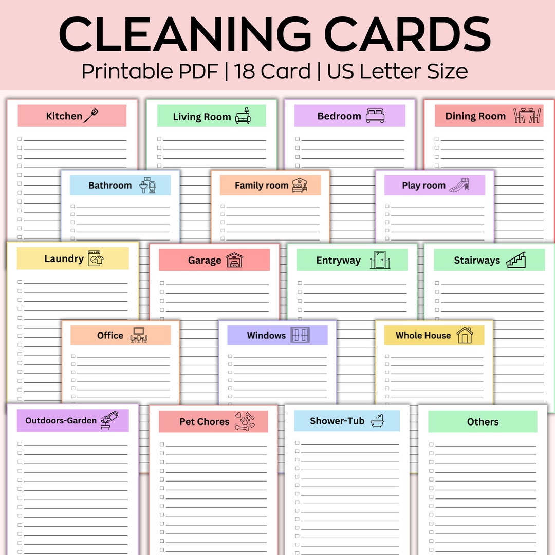 Cleaning Chore Chart, Digital Cleaning Checklist Chart, Household ...