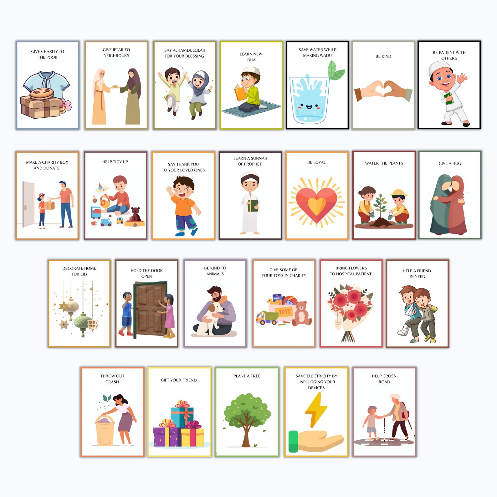 Good Deeds Cards Printable, Ramadan Cards, Ramadan Advent Cards, Kids ...