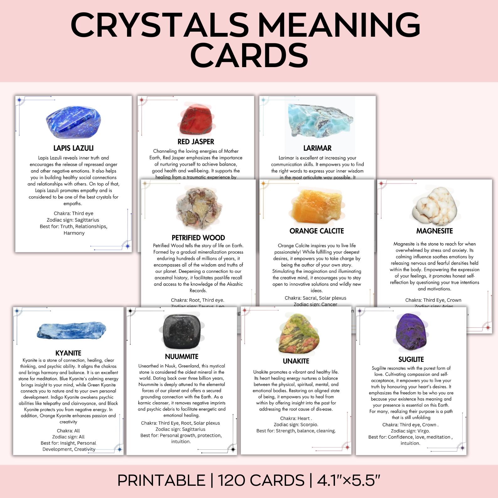 100 Printable Crystal Meaning Cards, Printable Gemstone Meaning Cards ...