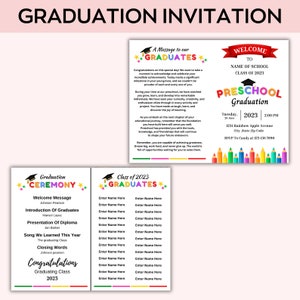 Editable Preschool Graduation Program, Preschool Grad, Preschool ...