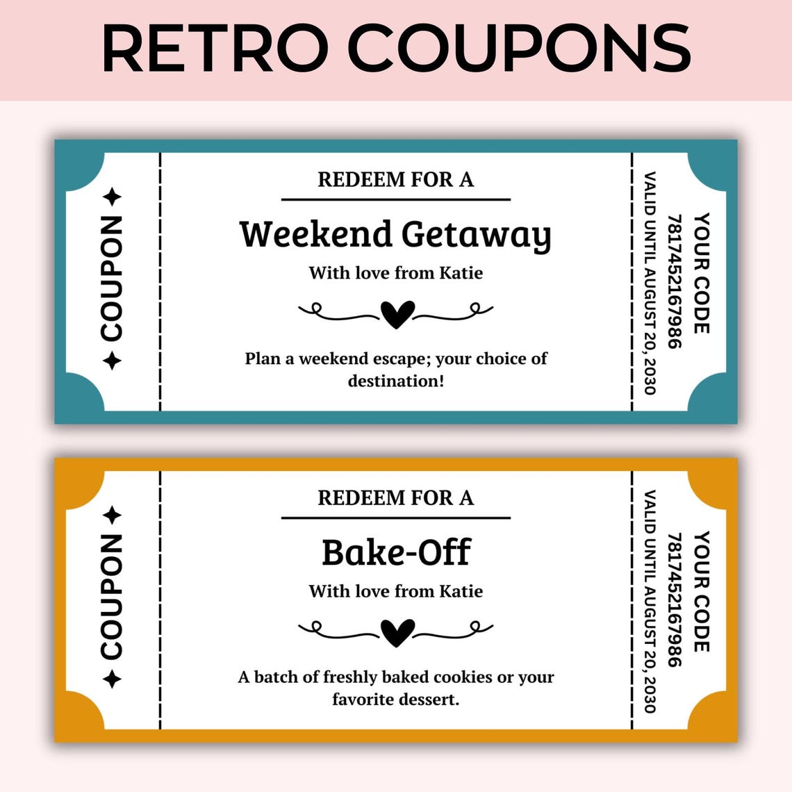 Retro Editable Coupon Template, Coupon Book Template Mother's Day, Last ...