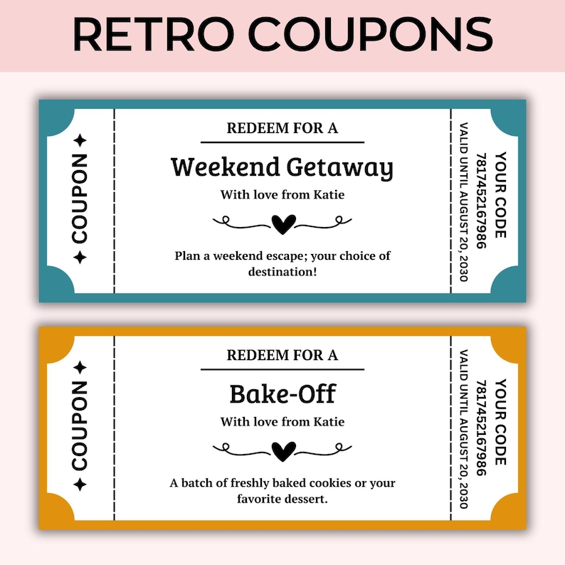 Retro Editable Coupon Template, Coupon Book Template Mother's Day, Last ...