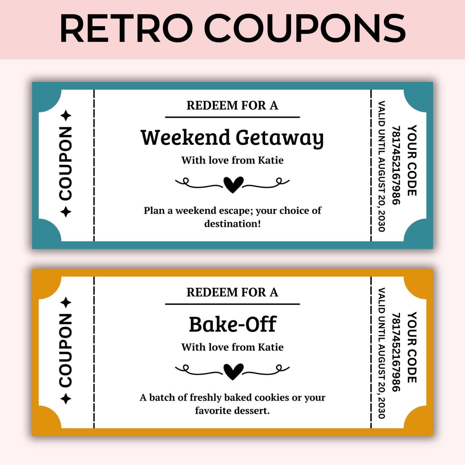 Retro Editable Coupon Template, Coupon Book Template Mother's Day, Last ...
