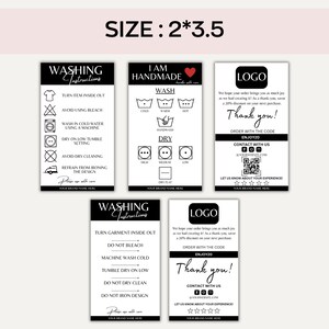 Editable Washing Instructions Card Template, Printable Clothing Care ...