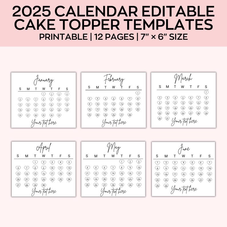 Heart Cake Toppers 2025 Calendar, Burn Away Cake Topper Calendar ...