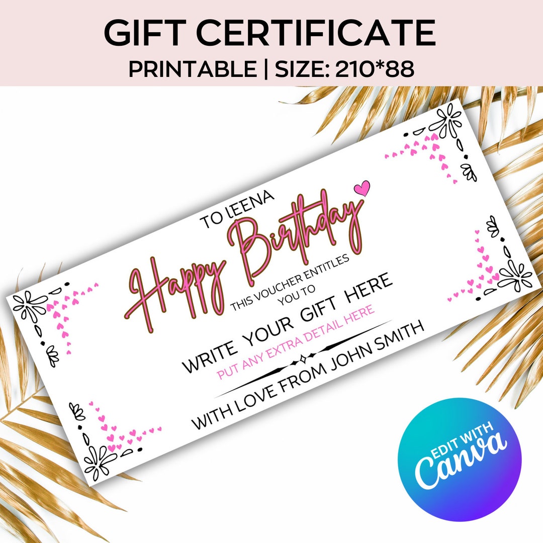Editable Birthday Gift Voucher, Event Ticket, Print at Home Birthday ...