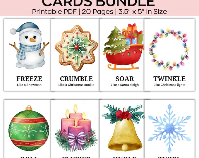 Christmas Movement Cards, Christmas Games Printable, Unique Stocking ...