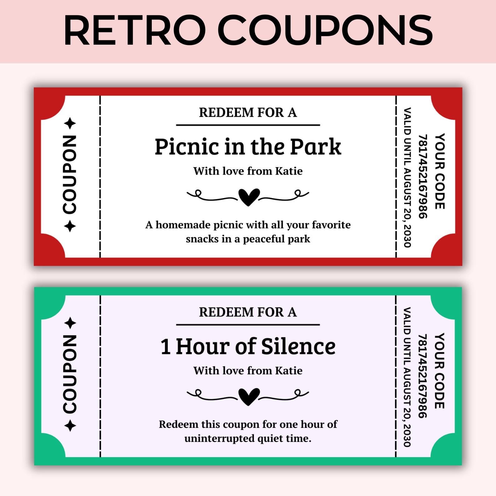 Retro Editable Coupon Template, Coupon Book Template Mother's Day, Last ...
