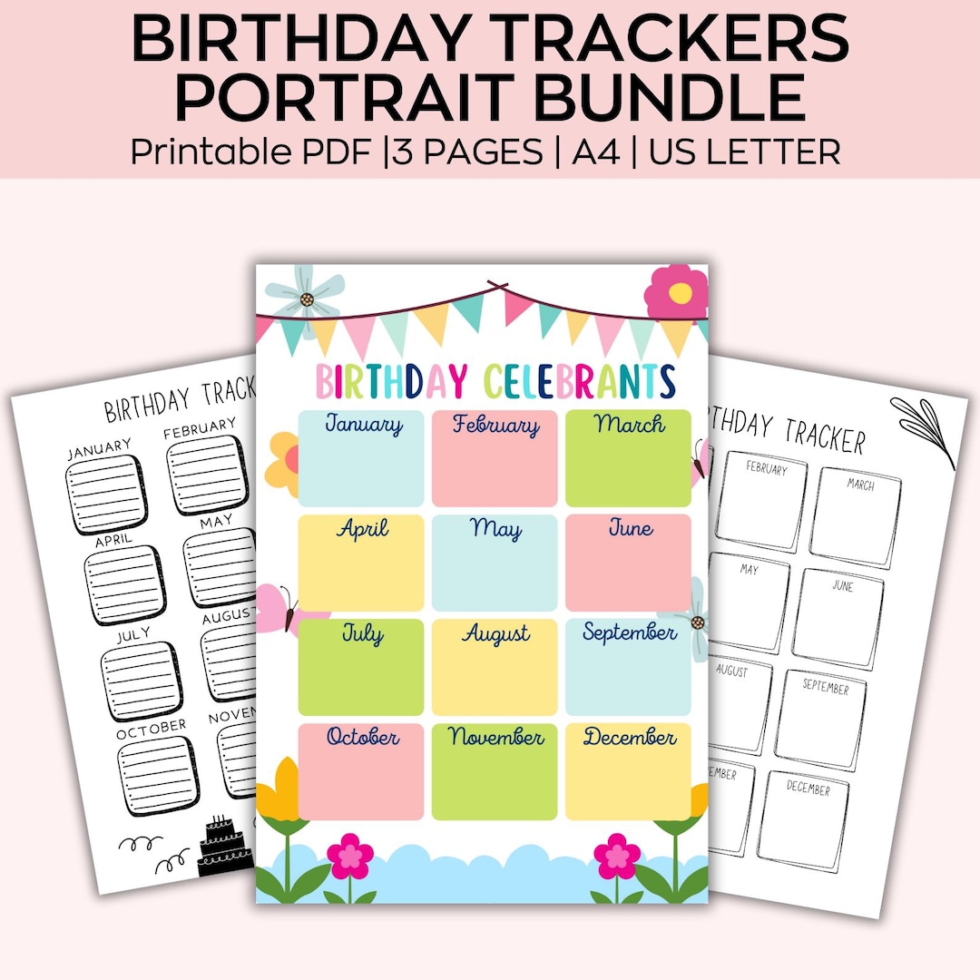 Birthday Tracker, Printable Planner, Birthday Celebrants, Birthday ...