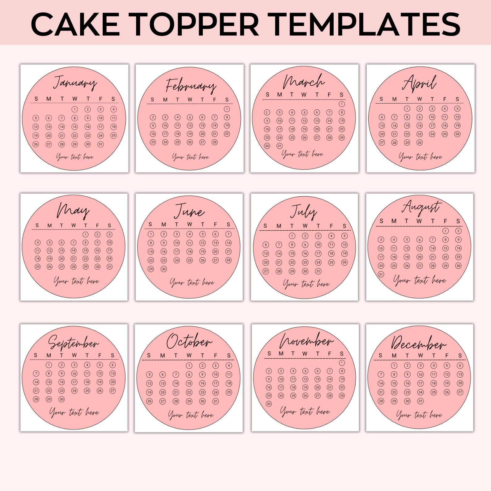Trending Cake Calendar for Round Cake, Burnaway Cake Calneder, Custom ...