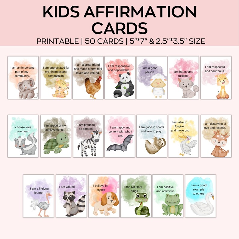 Affirmation Cards for Kids , Children's Positive Affirmation Cards ...