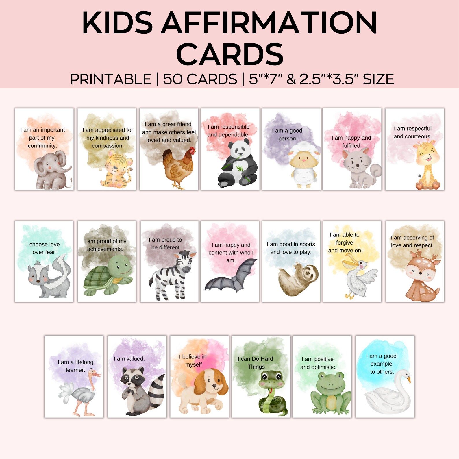 Affirmation Cards for Kids , Children's Positive Affirmation Cards ...