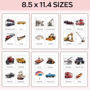 70 Vehicles Flash Cards, Montessori Cards Printable, Nomenclature Cards ...