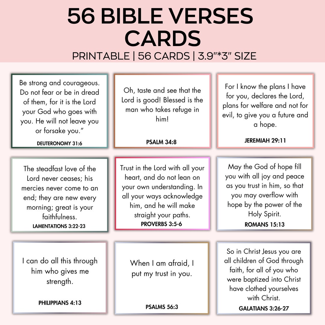 56 Bible Scripture Cards, Encouragement Bible Verse, Bible Verse Cards ...