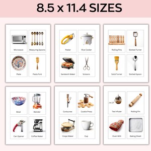 60 Kitchen Flash Cards, Montessori Cards Printable, Nomenclature Cards ...