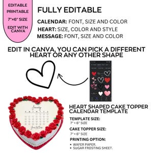 Heart Cake Toppers 2025 Calendar, Burn Away Cake Topper Calendar ...