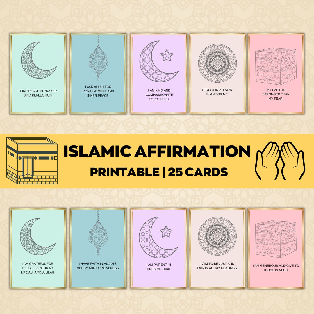 Islamic Affirmation Cards, Positive Affirmation Card for Muslim, Muslim ...