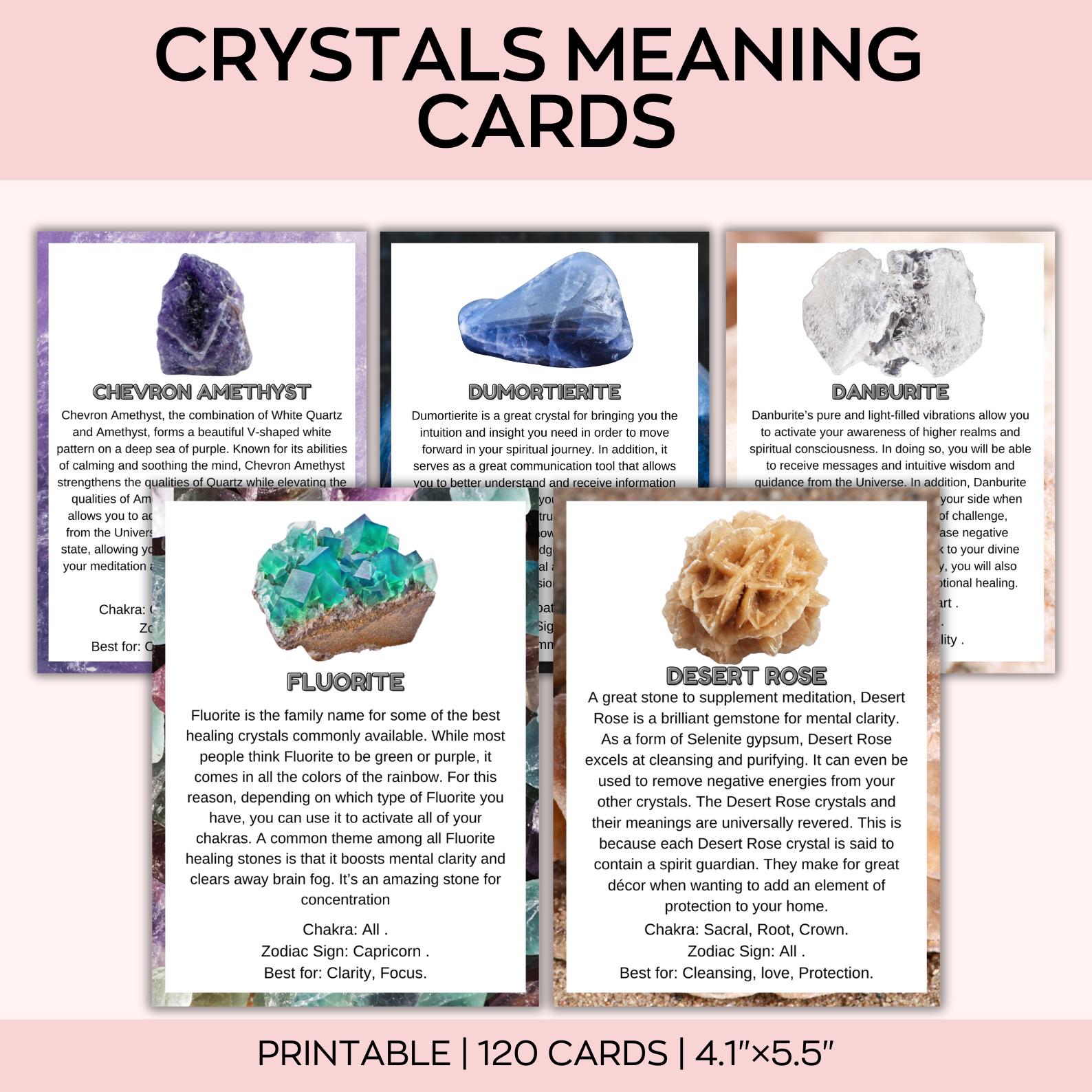 100 Printable Crystal Meaning Cards, Printable Gemstone Meaning Cards ...