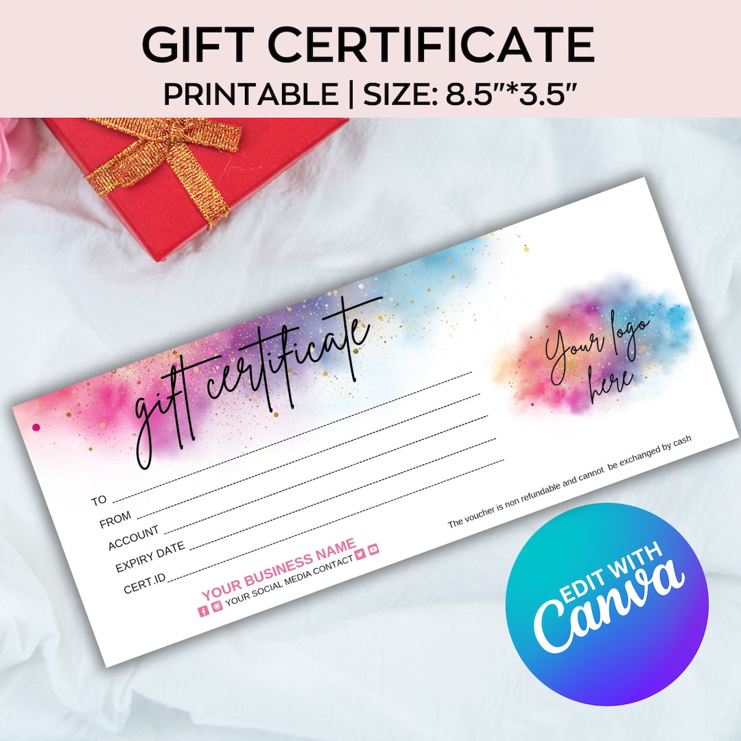Editable Rosegold Gift Certificate Template, Blush Pink Gift Voucher ...