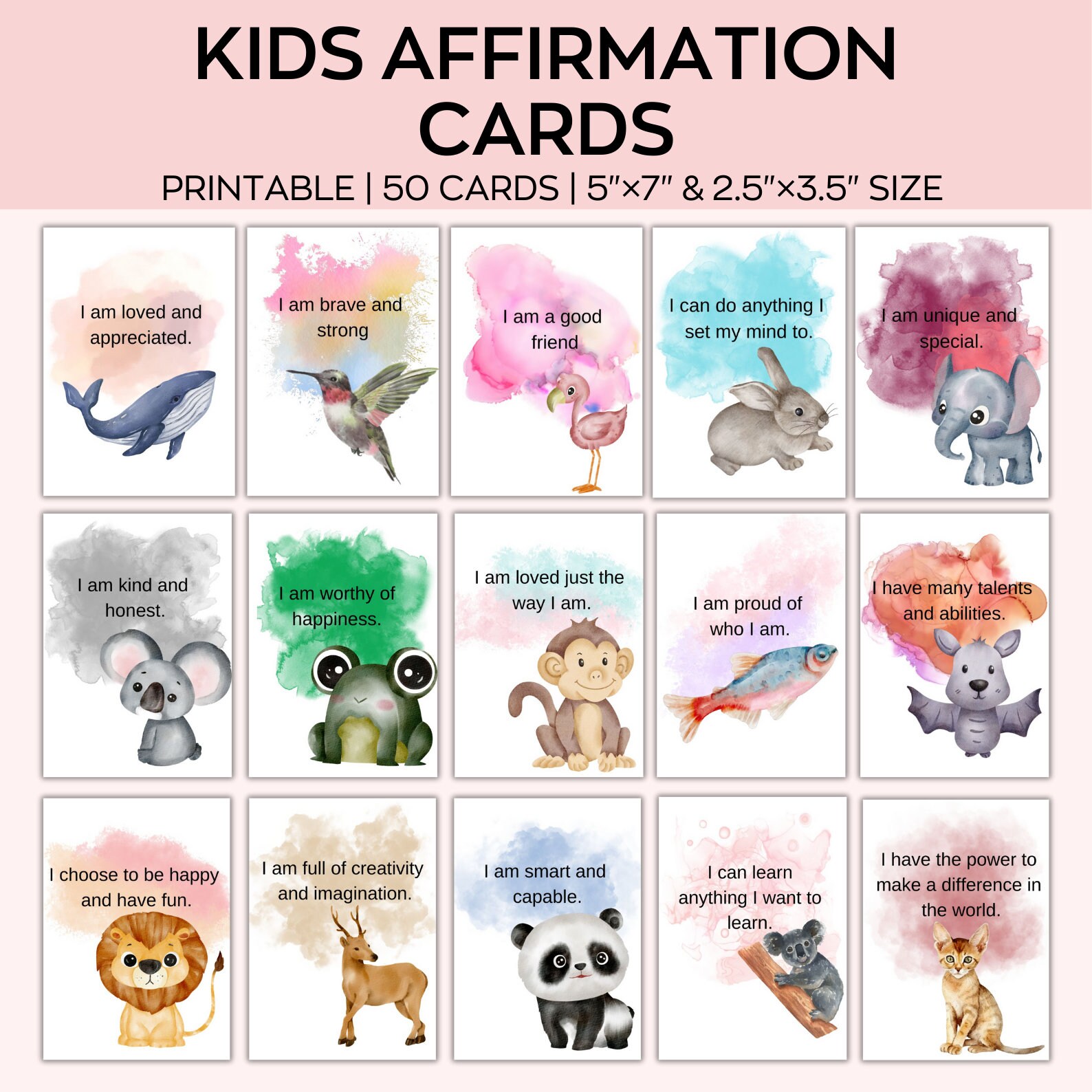 Affirmation Cards for Kids , Children's Positive Affirmation Cards ...