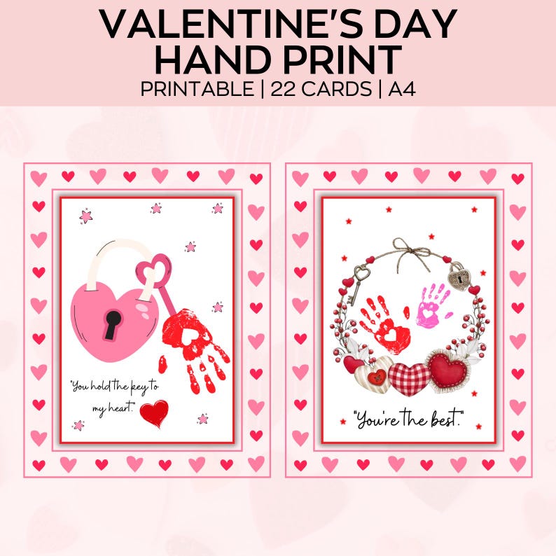 Valentine Handprint Craft Printable Bundle, Valentine Day Handprint ...