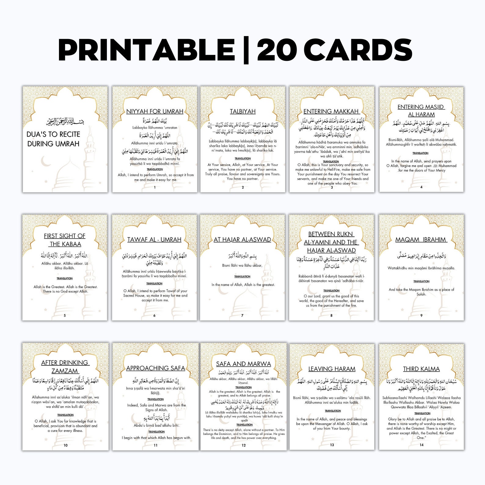 40 Umrah Duas Printable, Umrah Cards, Umrah Guide, Umrah Book, Duas for ...