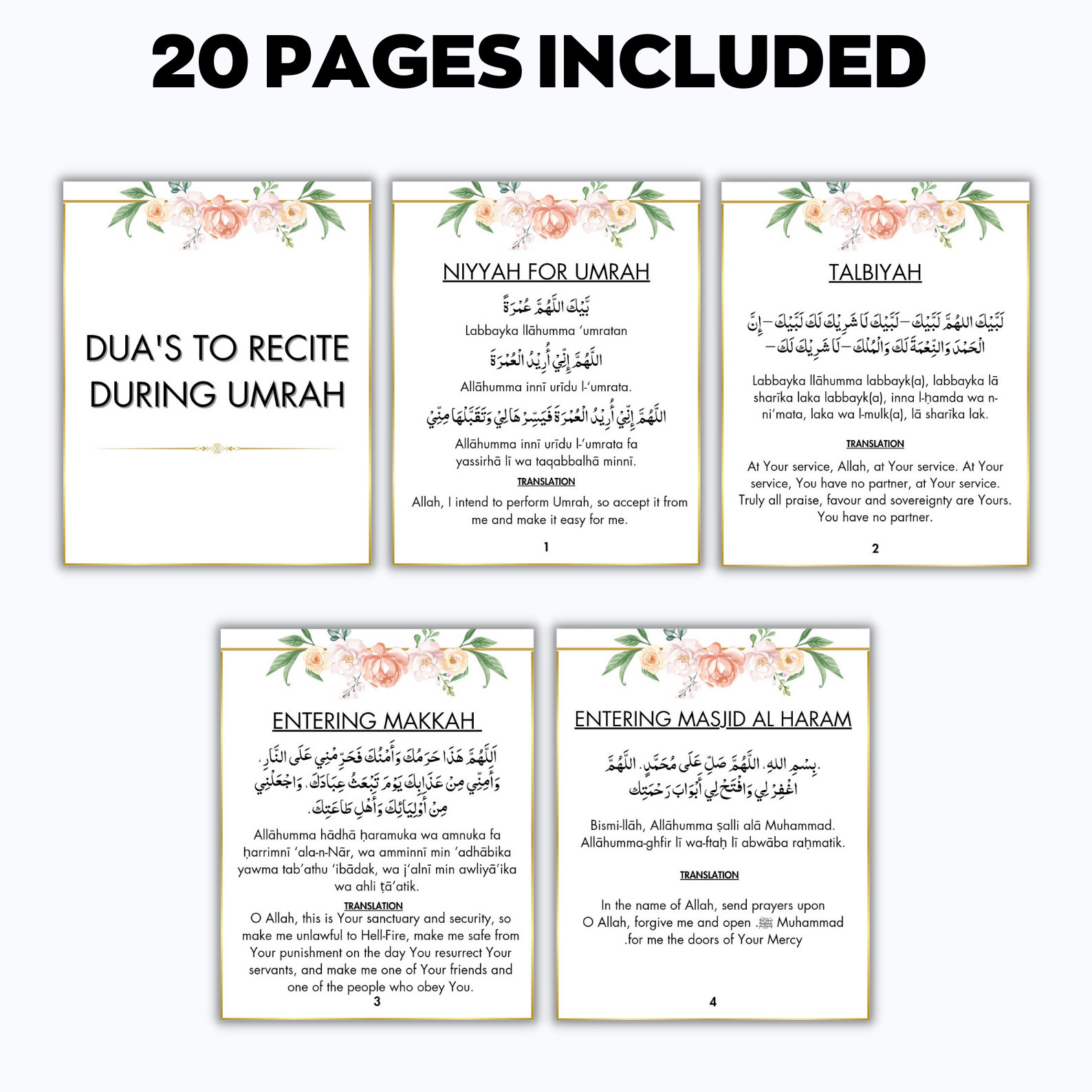 Umrah Duas Printable, Umrah Duas Cards, Prayer Cards, Islamic Dua ...