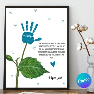 Father's Day Flower Poem Printable Card, Kids' Handprint Keepsake ...