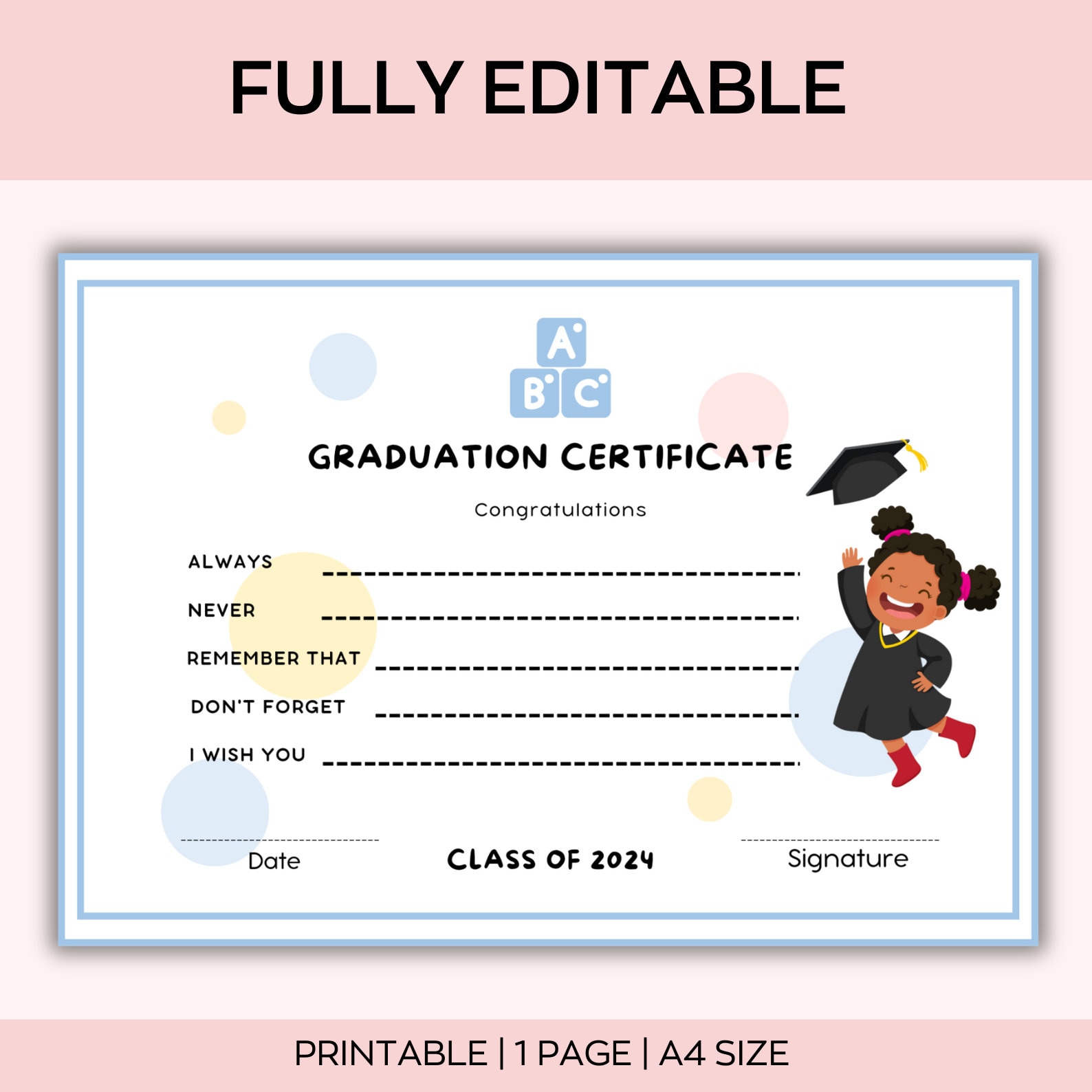Editable Preschool Graduation Certificate, Preschool Graduation, Last ...